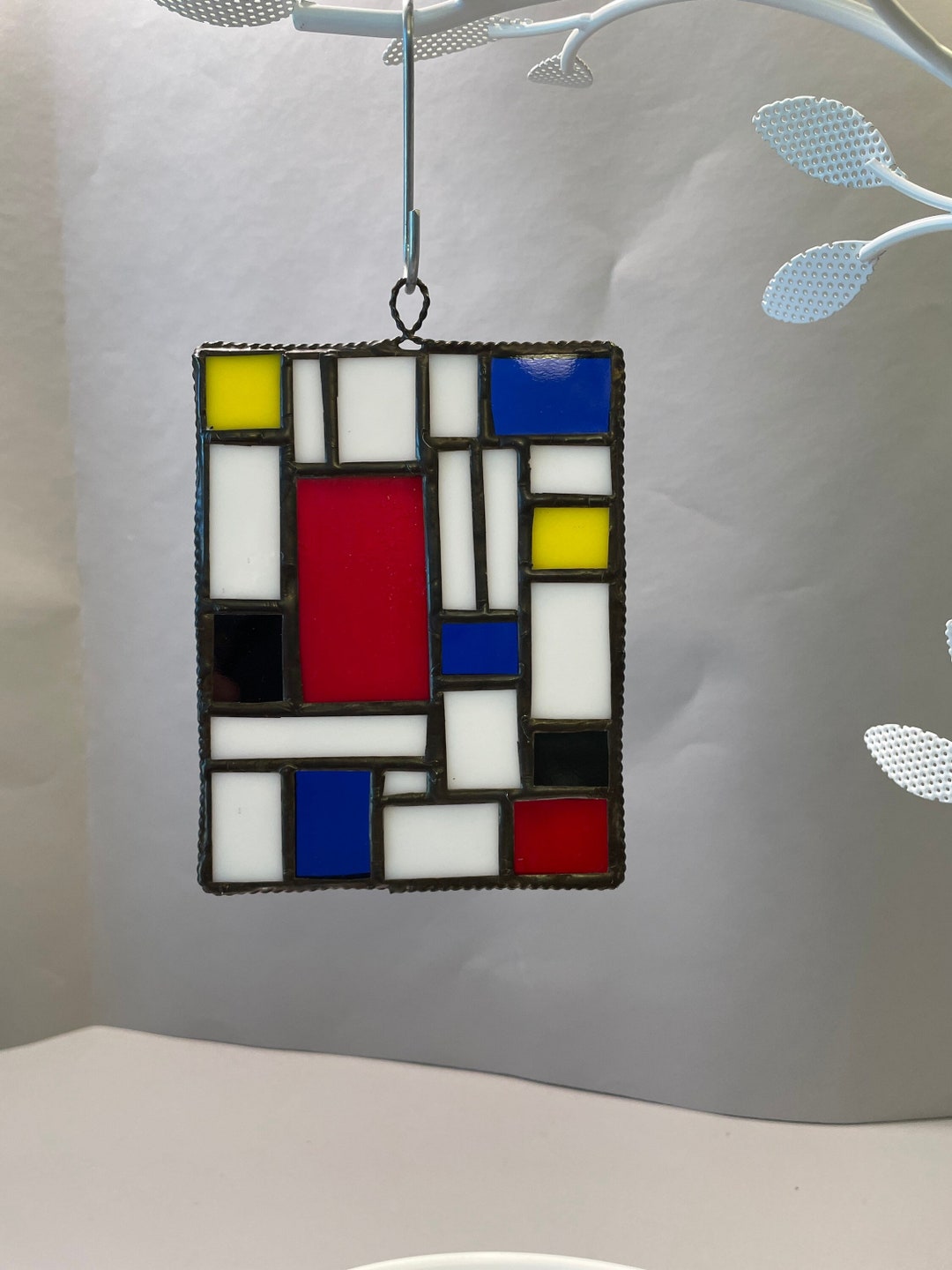 Stained Glass Panel Suncatcher, Piet Mondrian Style Suncatcher, Multi ...