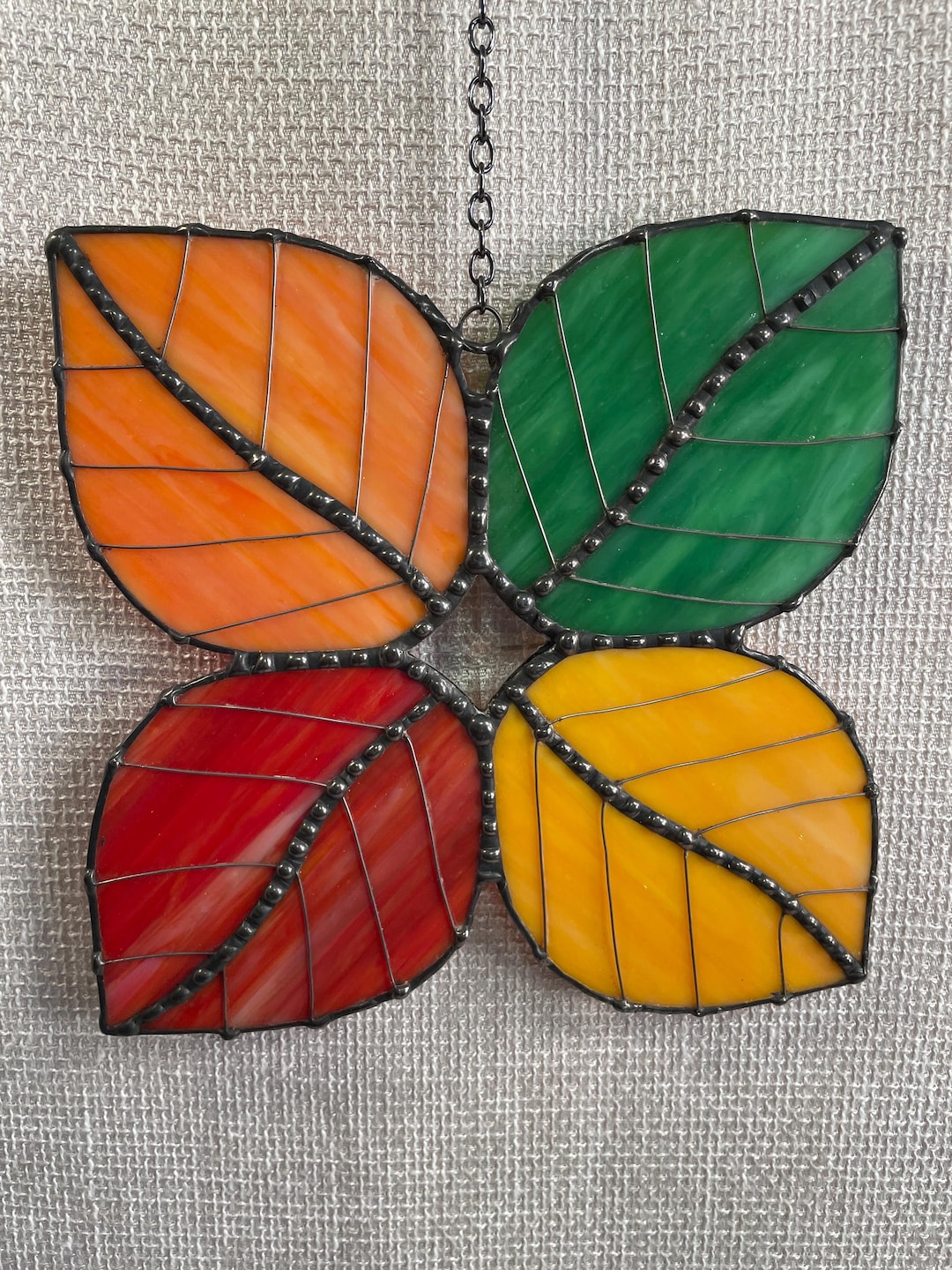 Autumn Leaves Stained Glass Colorful Leaves Stained Glass Fall Home ...