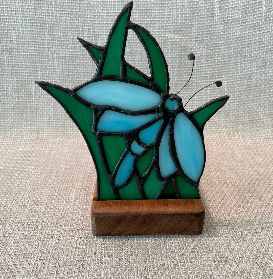 Dragonfly, Stained Glass Art With Tea Light Holder, Dragonfly 3D ...
