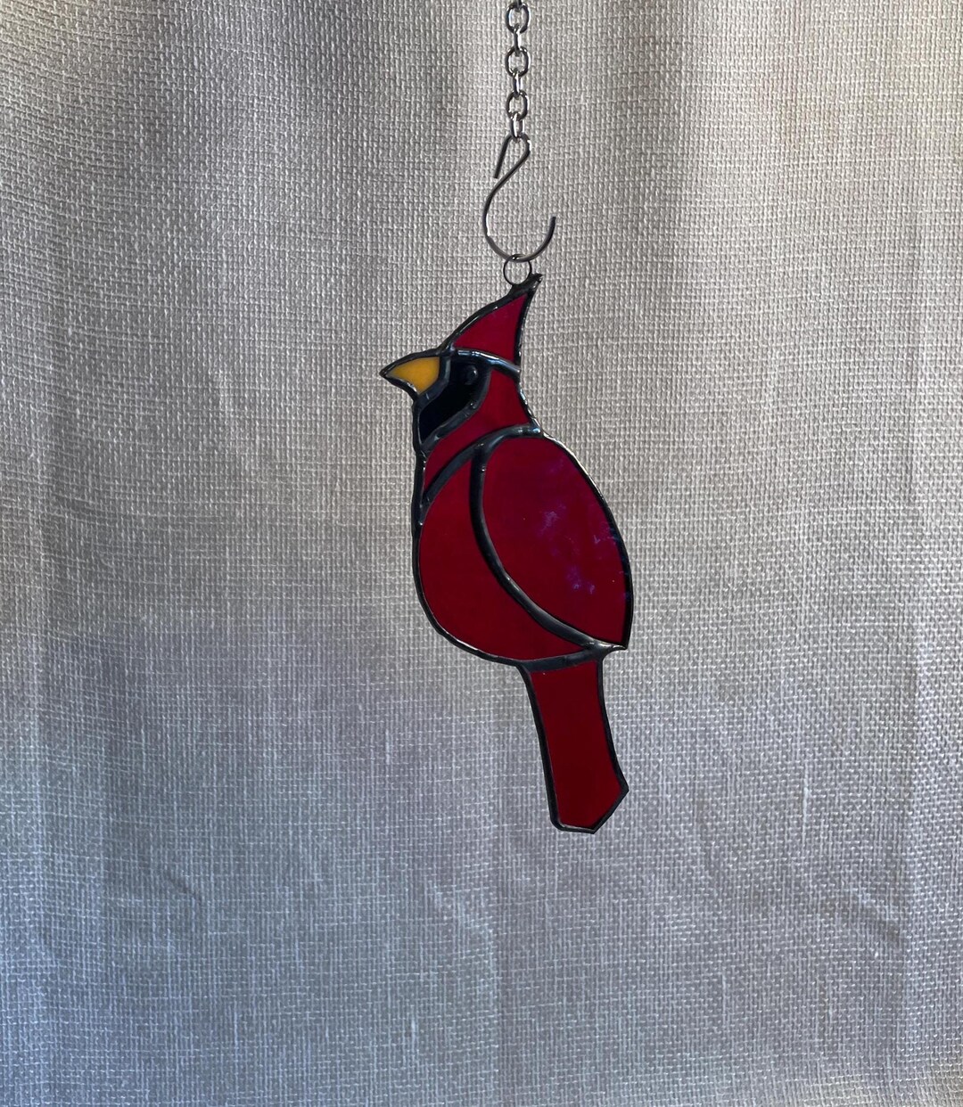 Cardinal Stained Glass Bird Red Bird Glass Art Suncatcher Sun Catcher ...