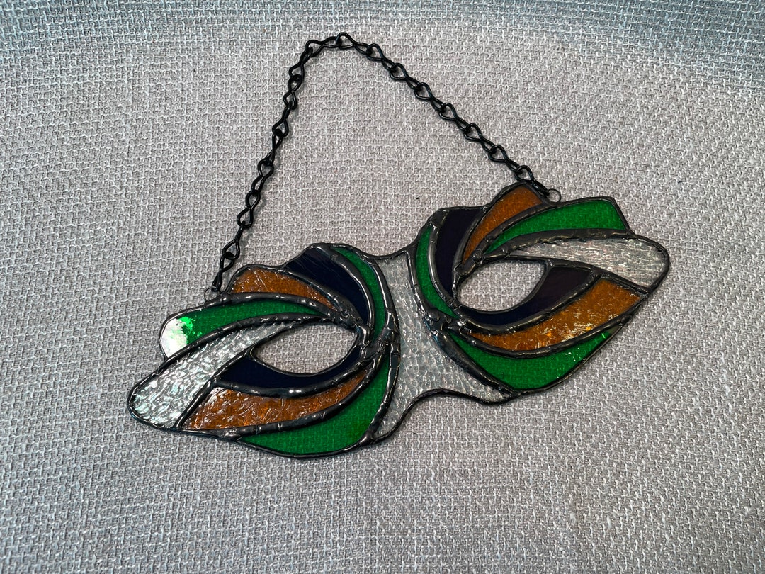 Stained Glass Mardi Gras Mask Suncatcher Colorful Stained - Etsy
