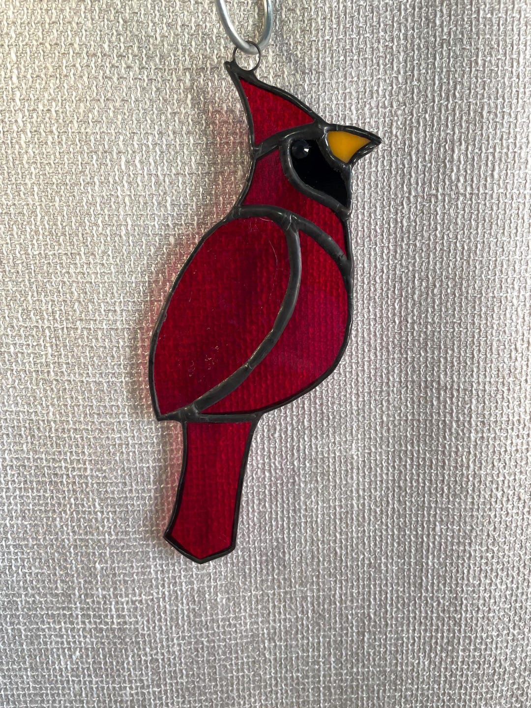 Cardinal Suncatcher, Stained Glass Red Bird, Glass Art Suncatcher, Bird ...
