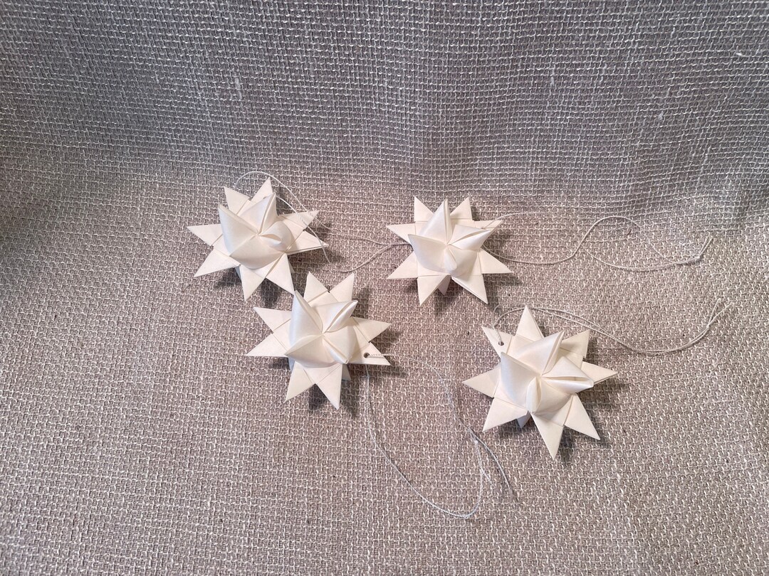 Star Ornaments, 4 White Paper Star Ornaments, German Paper Stars ...