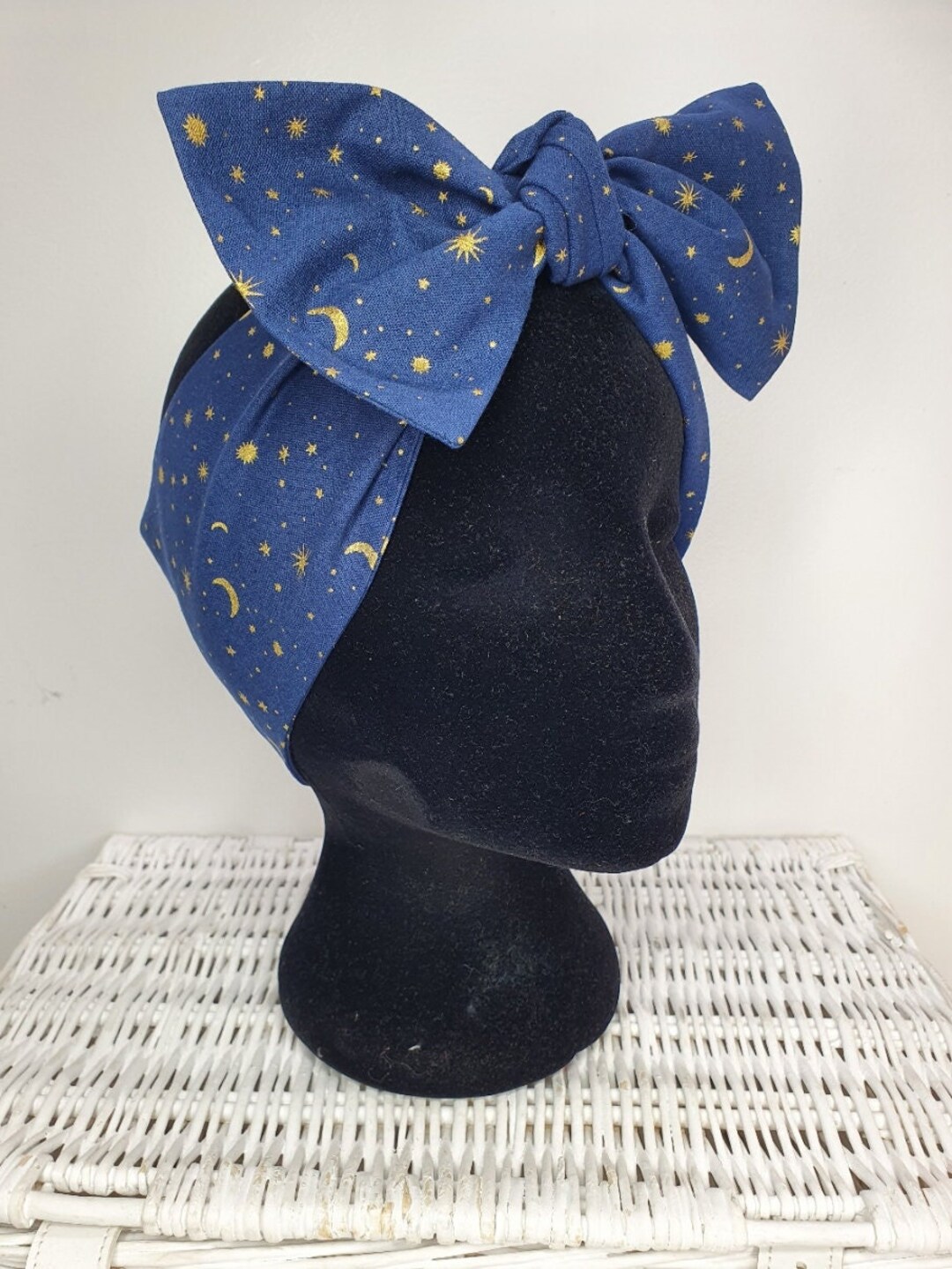 Celestial Stars Moon Night Sky Gold Sparkle Dolly Bow Squared Ends - Etsy