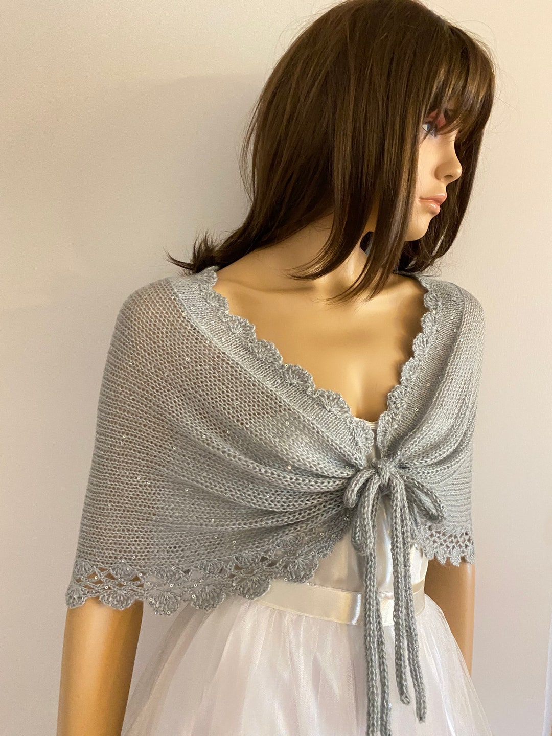 Bridal Shawl Silver Shawl Wedding Shawl Sequin Shawl - Etsy UK