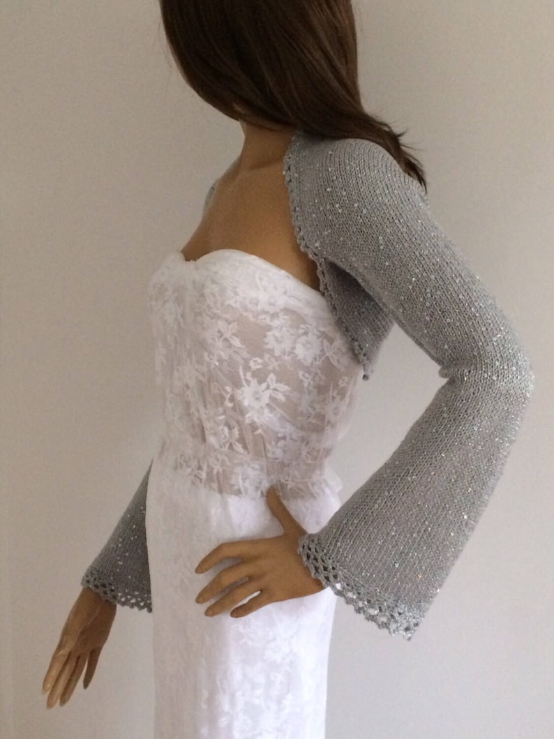 Evening Shrug, Silver Sequin Shrug, Wedding Sweater, Bridal Cover Up ...