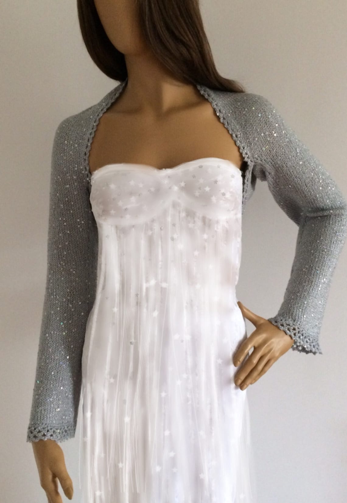 Evening Shrug, Silver Sequin Shrug, Wedding Sweater, Bridal Cover Up ...