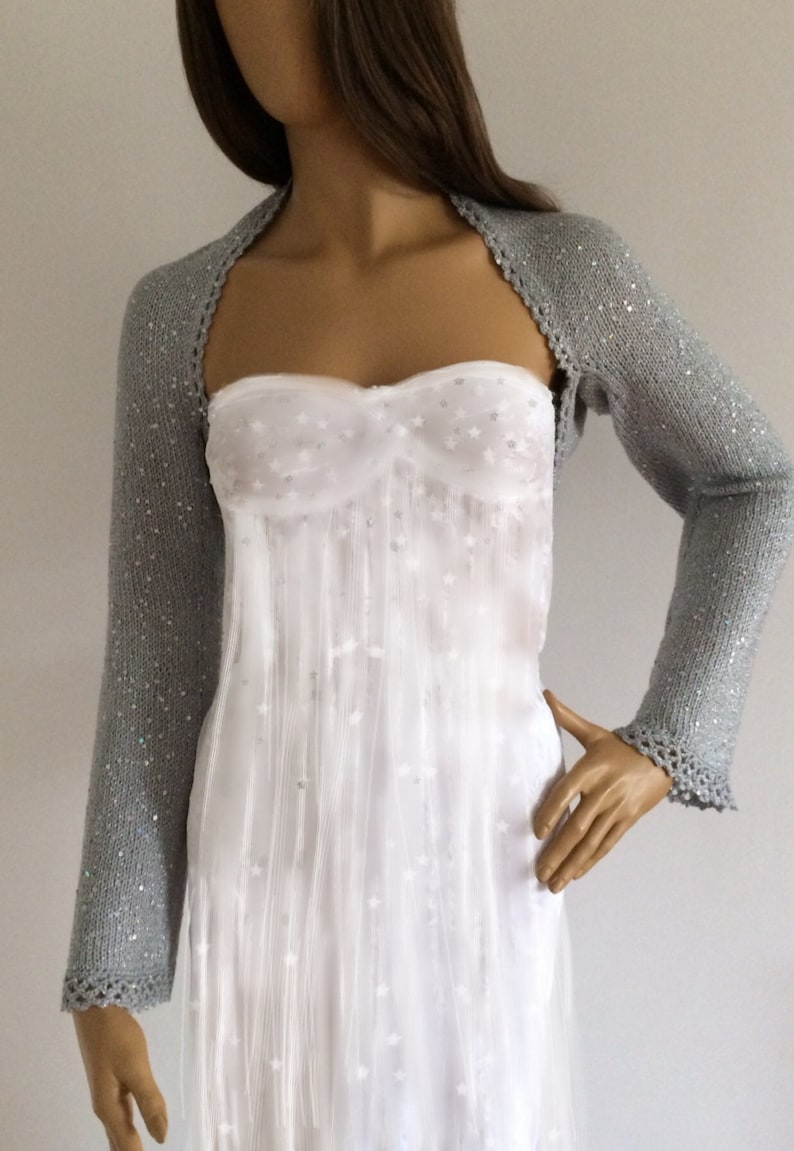 Evening Shrug, Silver Sequin Shrug, Wedding Sweater, Bridal Cover Up ...