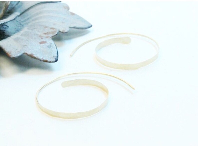 Rustic 14 Karat Gold Filled Spiral Hoops, Handmade Tribal Hoops ...