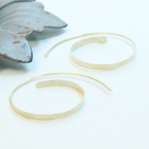 Rustic 14 Karat Gold Filled Spiral Hoops, Handmade Tribal Hoops ...