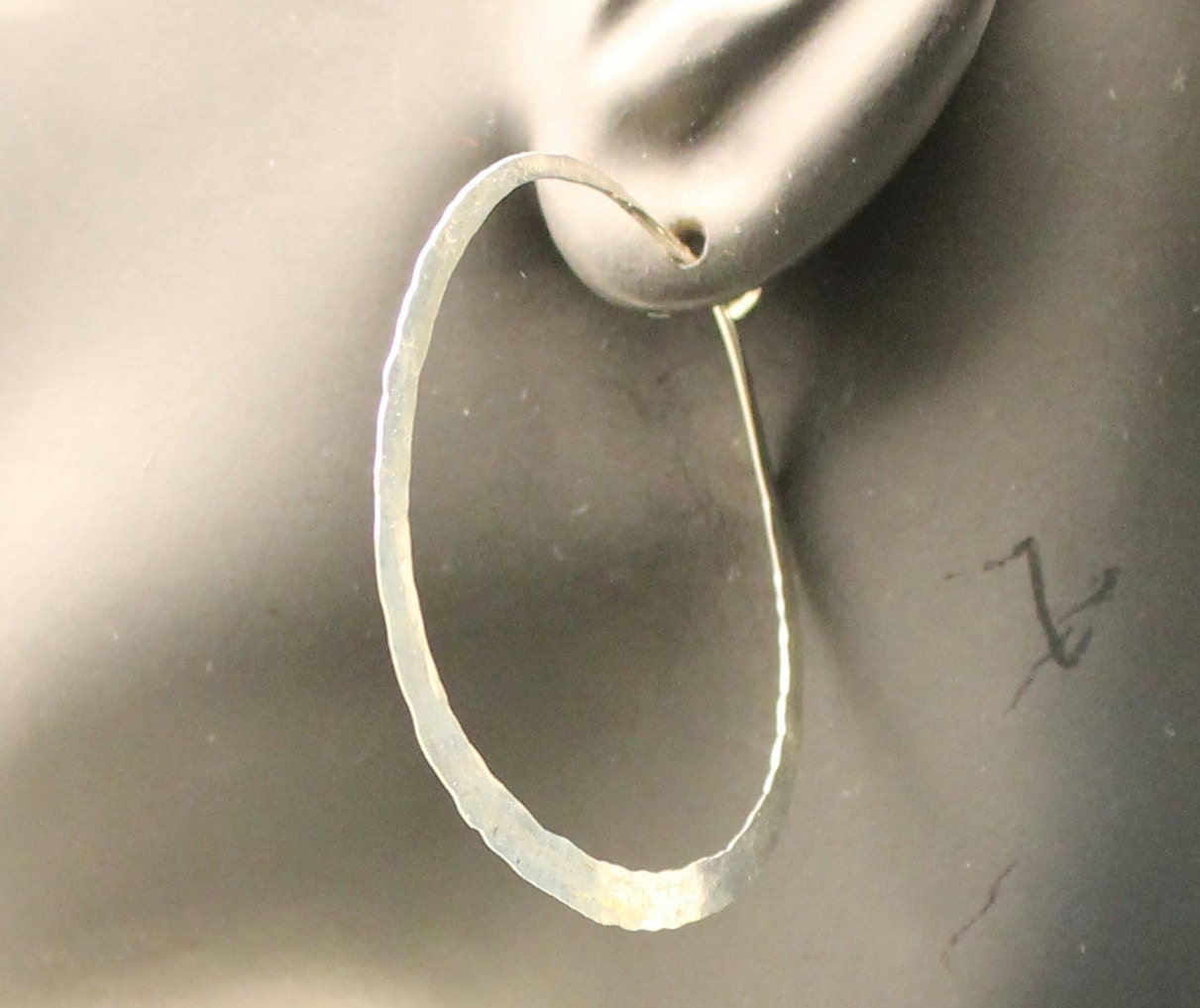 Rustic Sterling Silver Hammered Hoops, 925, 2 Inch Hoops, Big Hoops ...