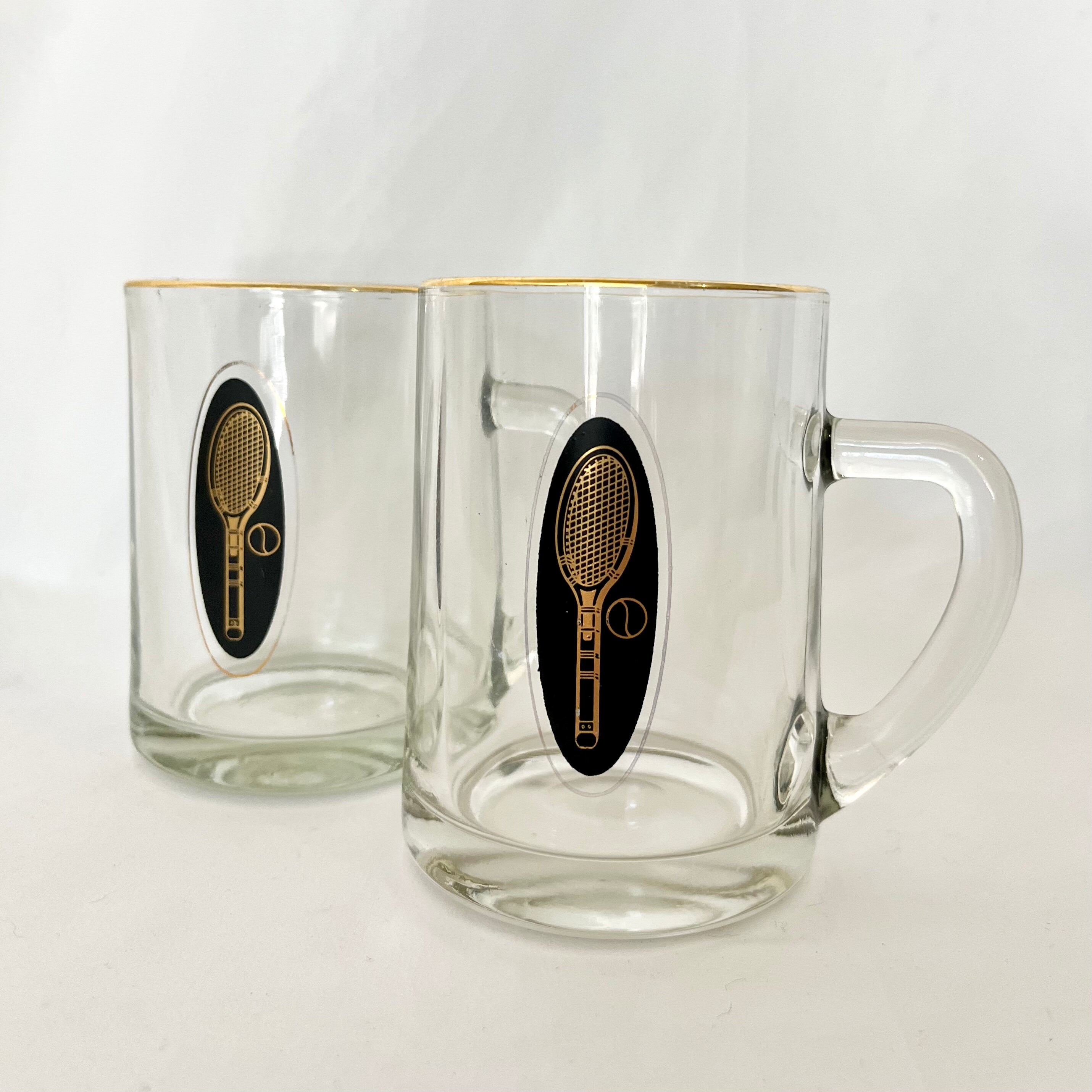Vintage Pair of 80's Preppy Tennis Glass Beer Mugs - Etsy