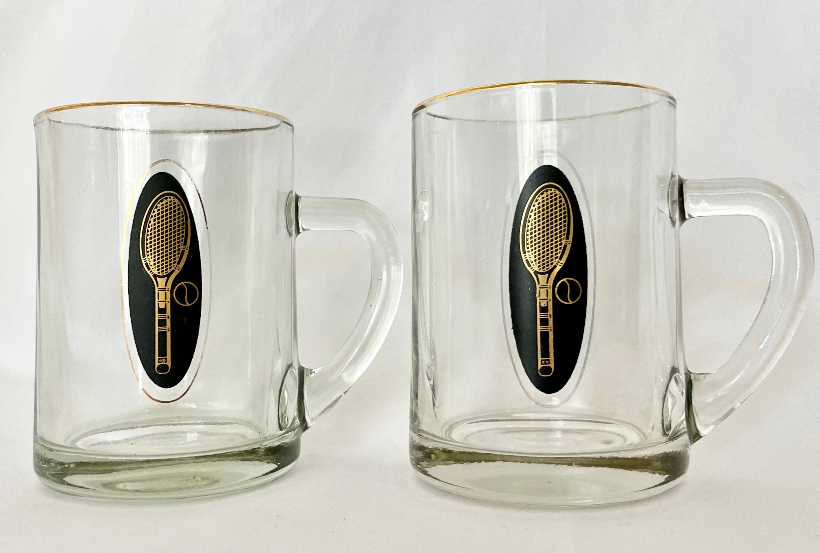 Vintage Pair of 80's Preppy Tennis Glass Beer Mugs - Etsy