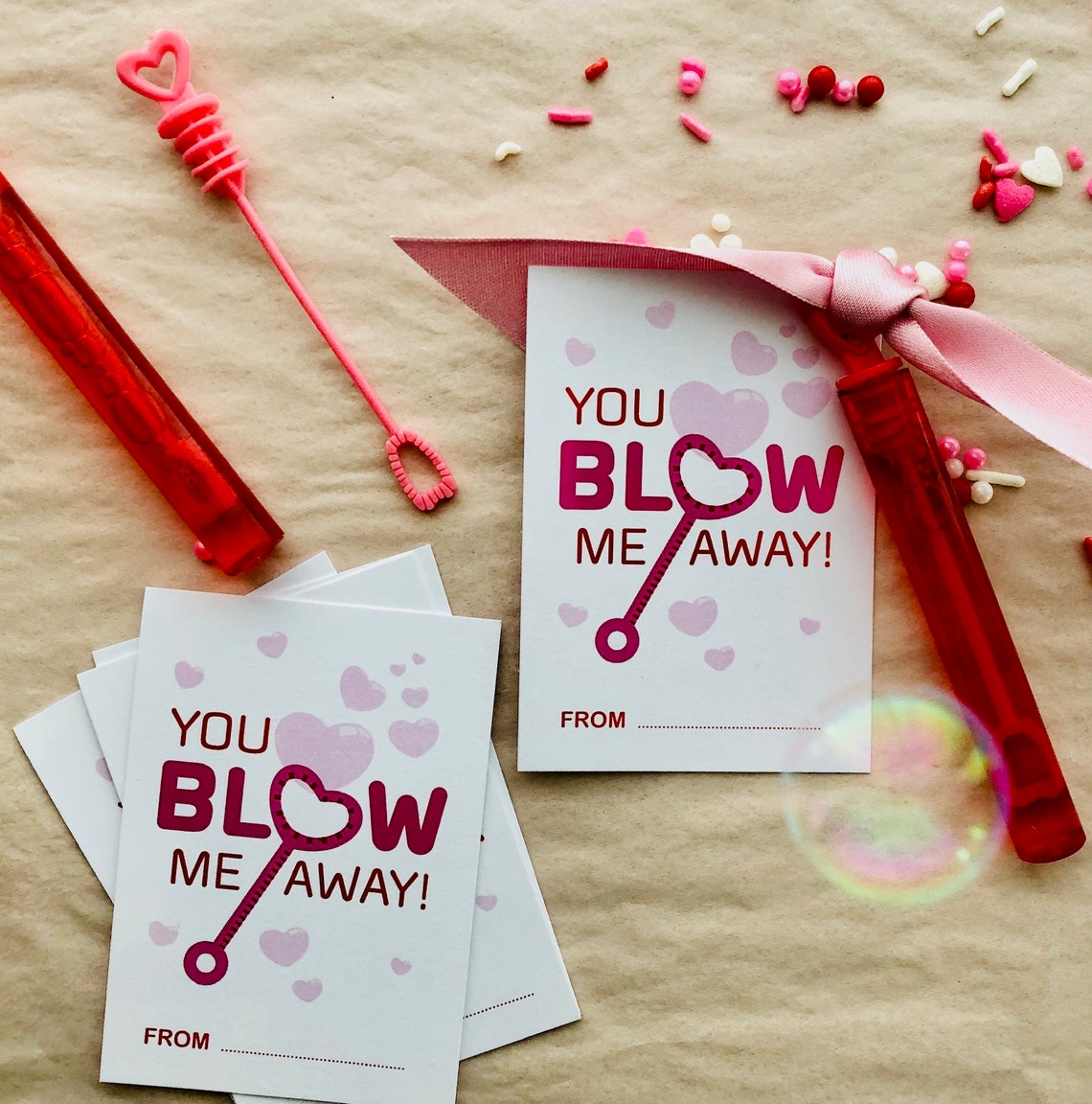 Kids Valentines "you Blow Me Away" Gift Tags DIGITAL FILE / Greeting ...