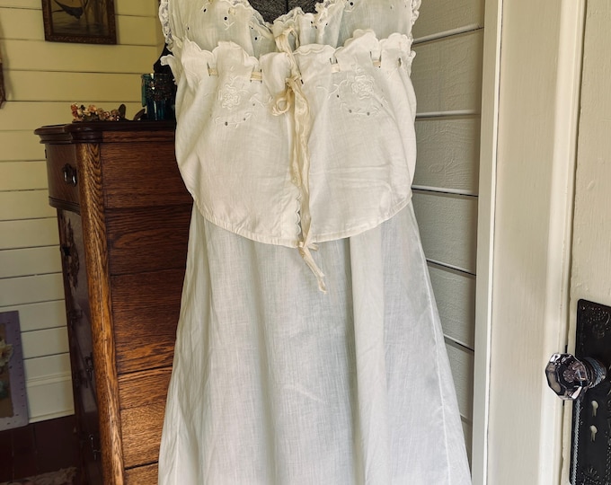 antique-edwardian-victorian-2-piece-camisole-teddy-chemise-womens-top