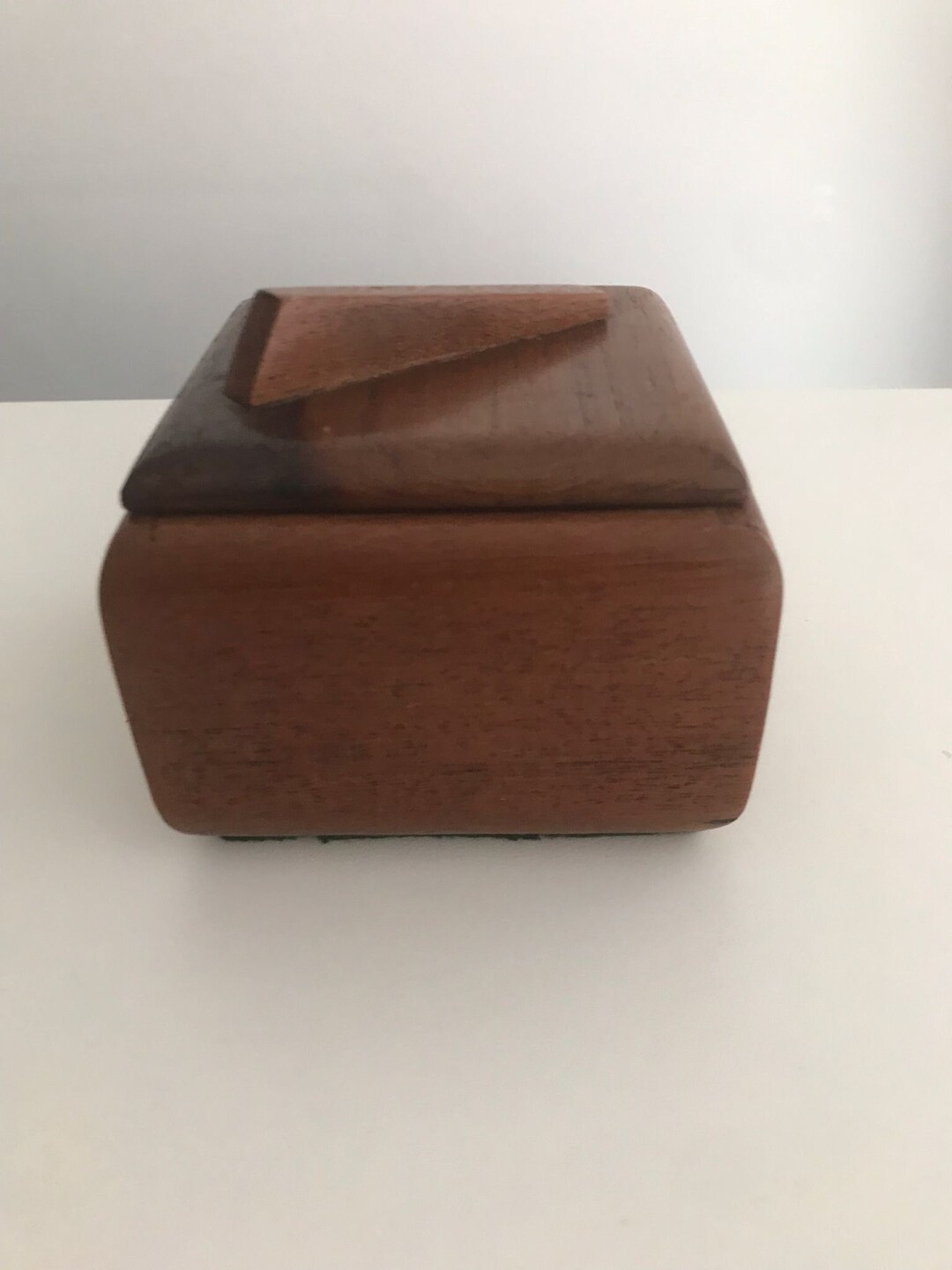 Vintage Wooden Box, Art Deco Style, Curved Wooden Box, Baize Lined Box ...