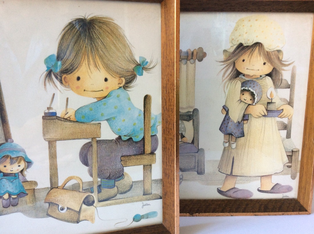 Vintage Nursery Prints, Jaklien Moerman, 1970s Paintings, Framed ...