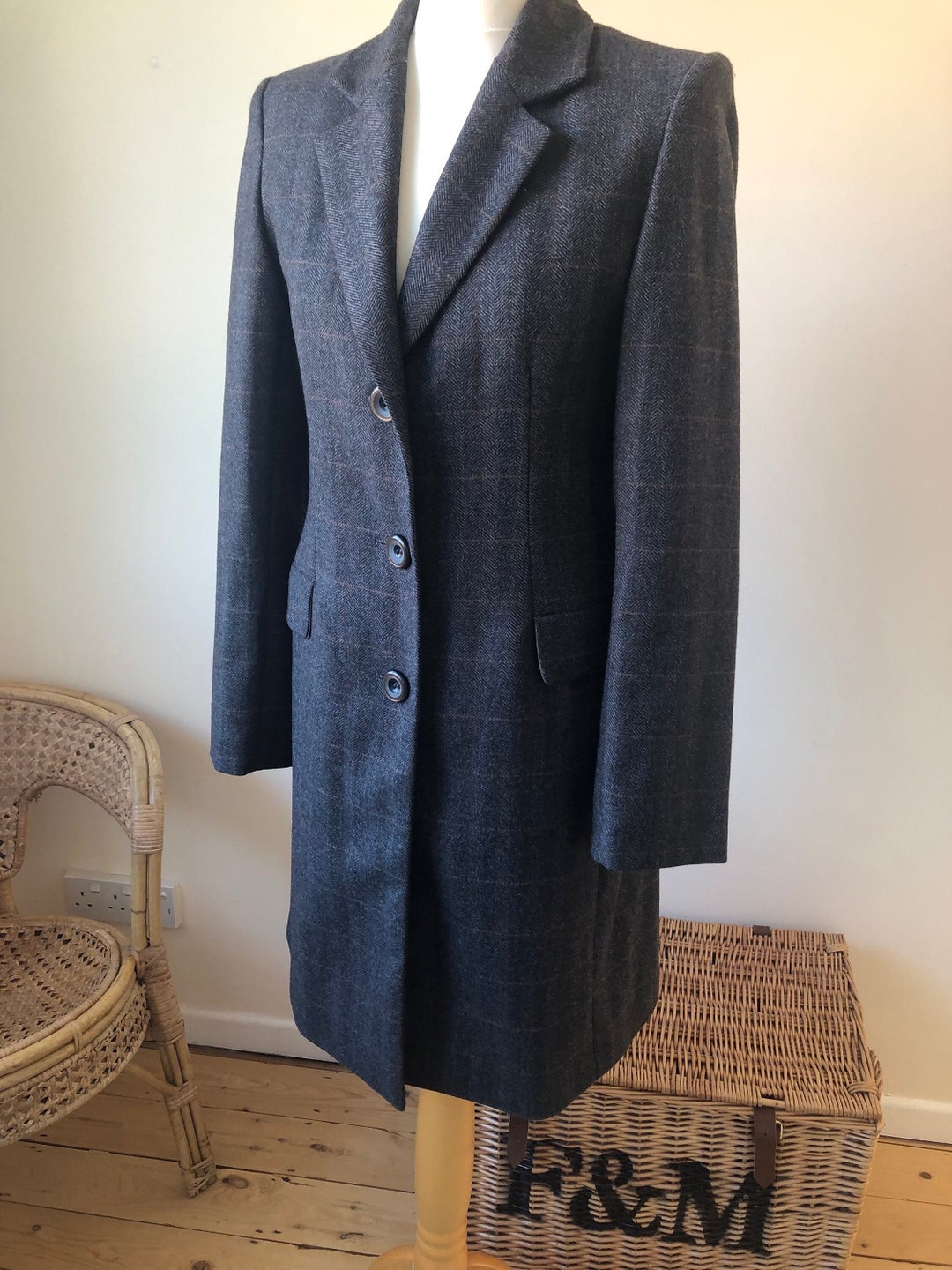 Vintage Formal Coat, Checked Wool Coat, Irish Wool Coat, Triona Design ...