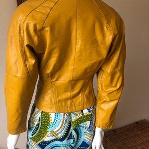 Vintage Leather Jacket, Women’s Yellow Leather Jacket, Short Leather ...