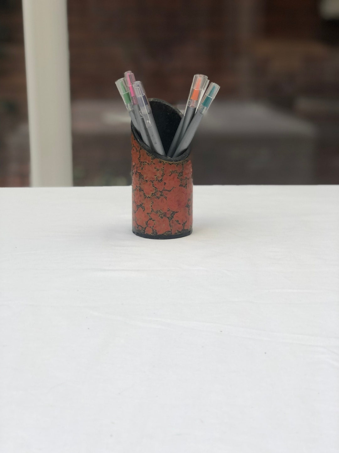 Vintage Pencil Pot, Papier Mache Pen Pot, Home Office Decor, Paper ...