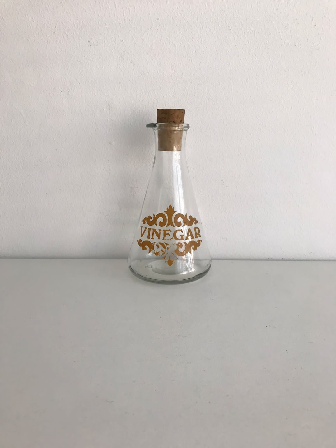 Vintage Vinegar Flask, Condiment Bottle, Glass Bottle, 1960s Graphics ...