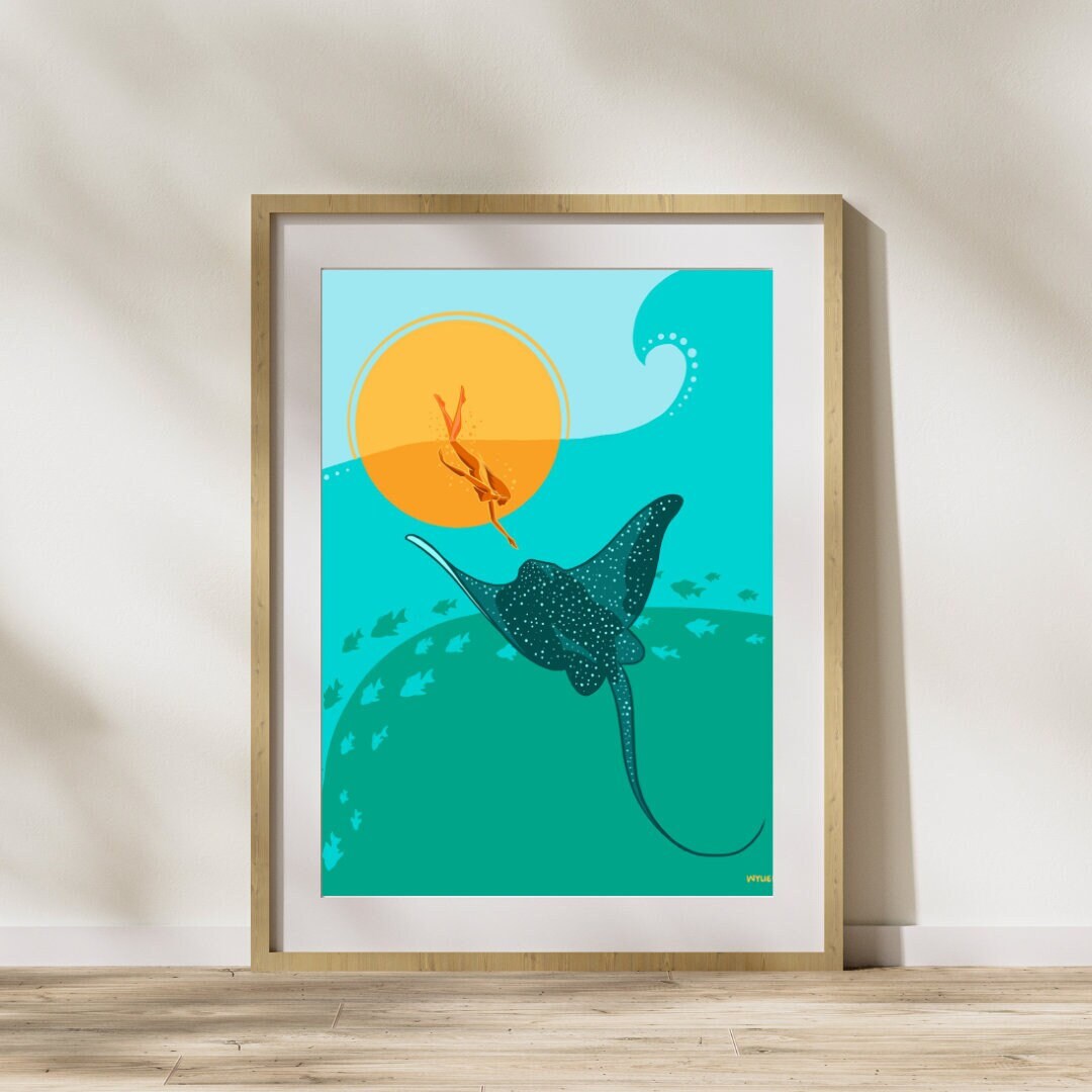Spotted Stingray Print: Great Depths Poster for Home and Office ...