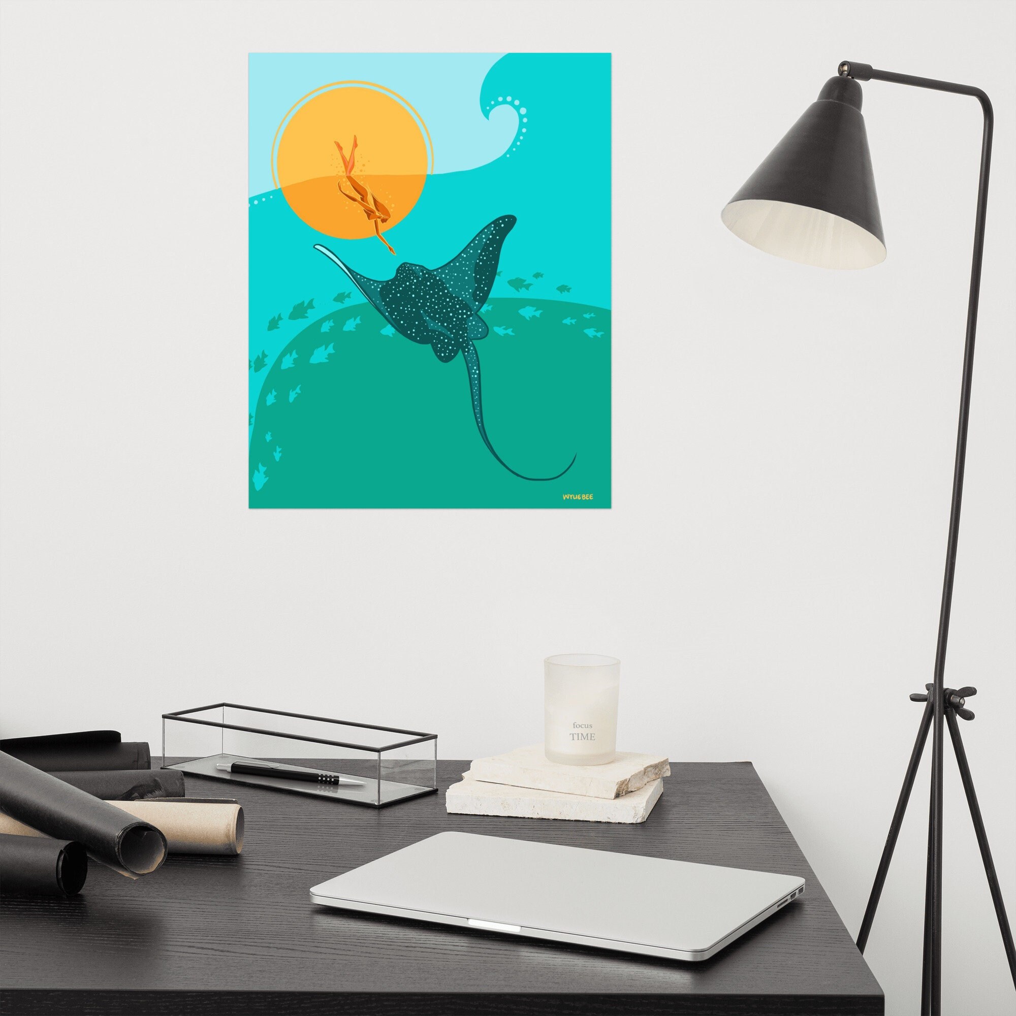 Spotted Stingray Print: Great Depths Poster for Home and Office ...