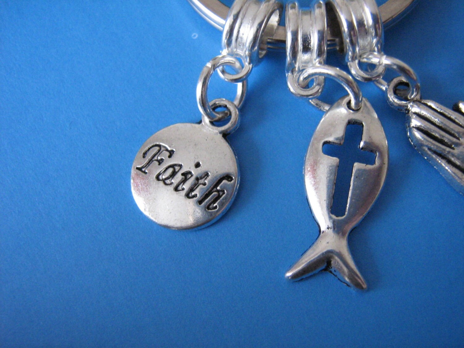 Religious Keyring Christian Fish Symbol Praying Hands Charm - Etsy