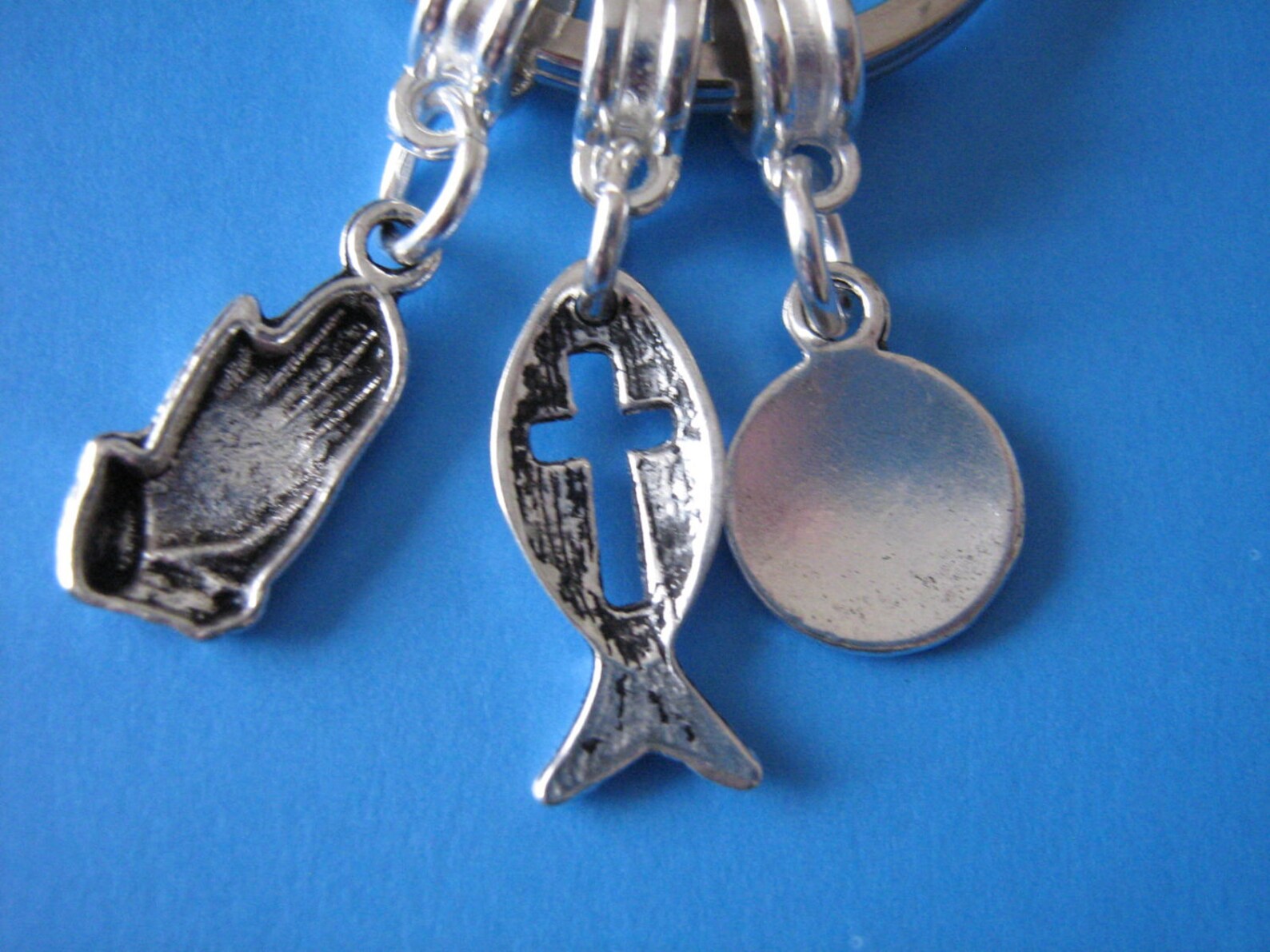 Religious Keyring Christian Fish Symbol Praying Hands Charm - Etsy