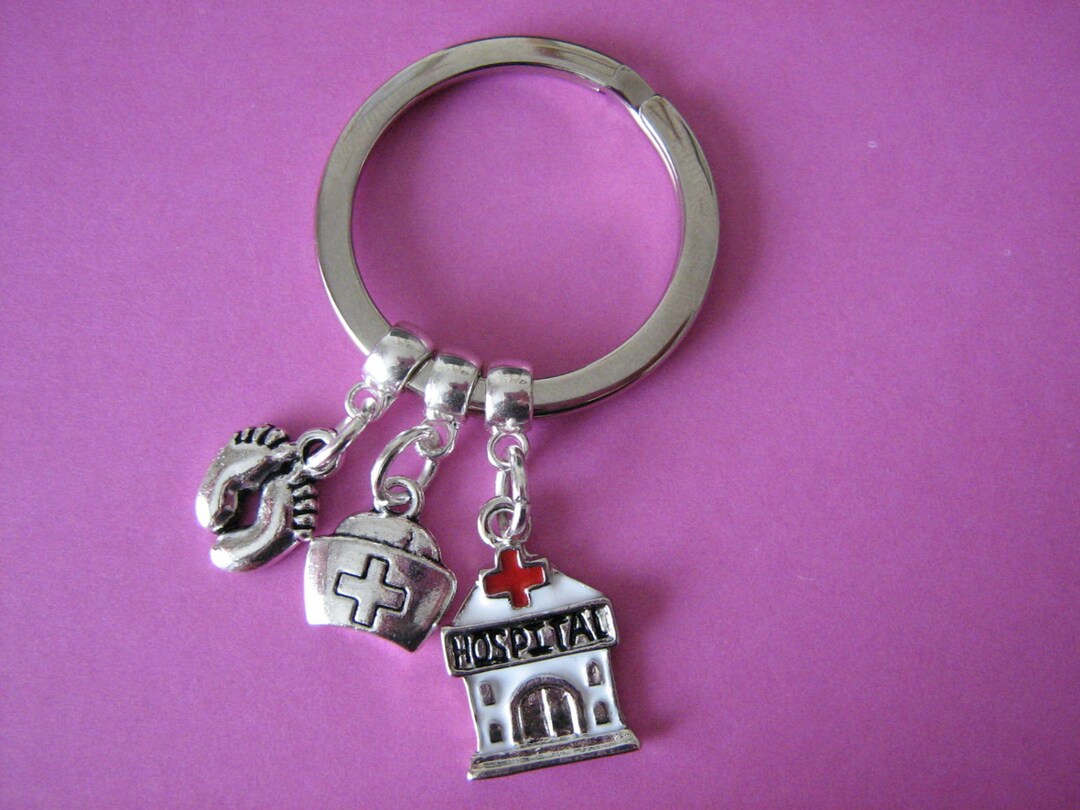 Midwife Gift NHS Paediatric Nurse Keyring Midwifery Keychain Baby Feet ...