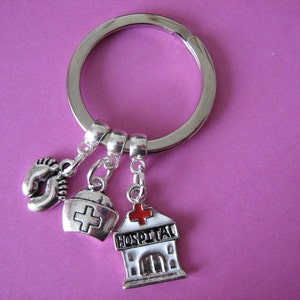 Midwife Gift NHS Paediatric Nurse Keyring Midwifery Keychain Baby Feet ...