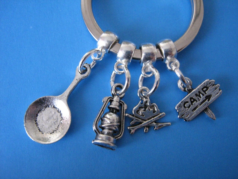 Camping Keyring Hiking Camper Scouts Camp Fire Lantern Charm | Etsy