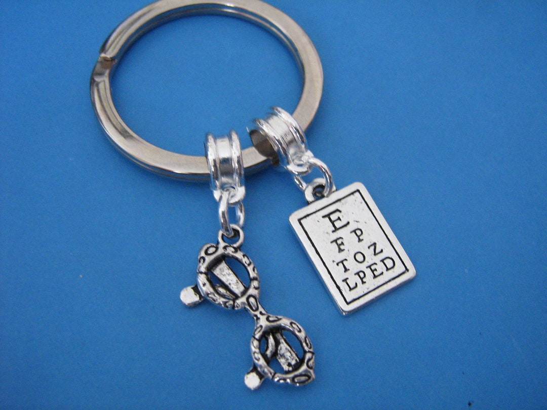 Optician Keyring, Eye Test Chart & Spectacles Charm, Personalized ...