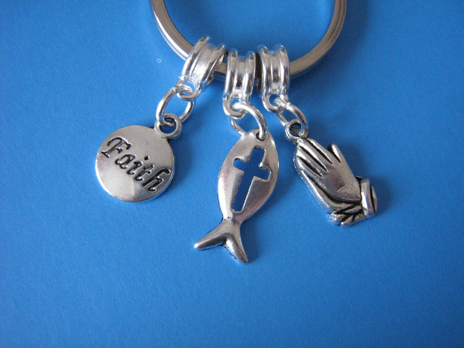Religious Keyring Christian Fish Symbol Praying Hands Charm - Etsy