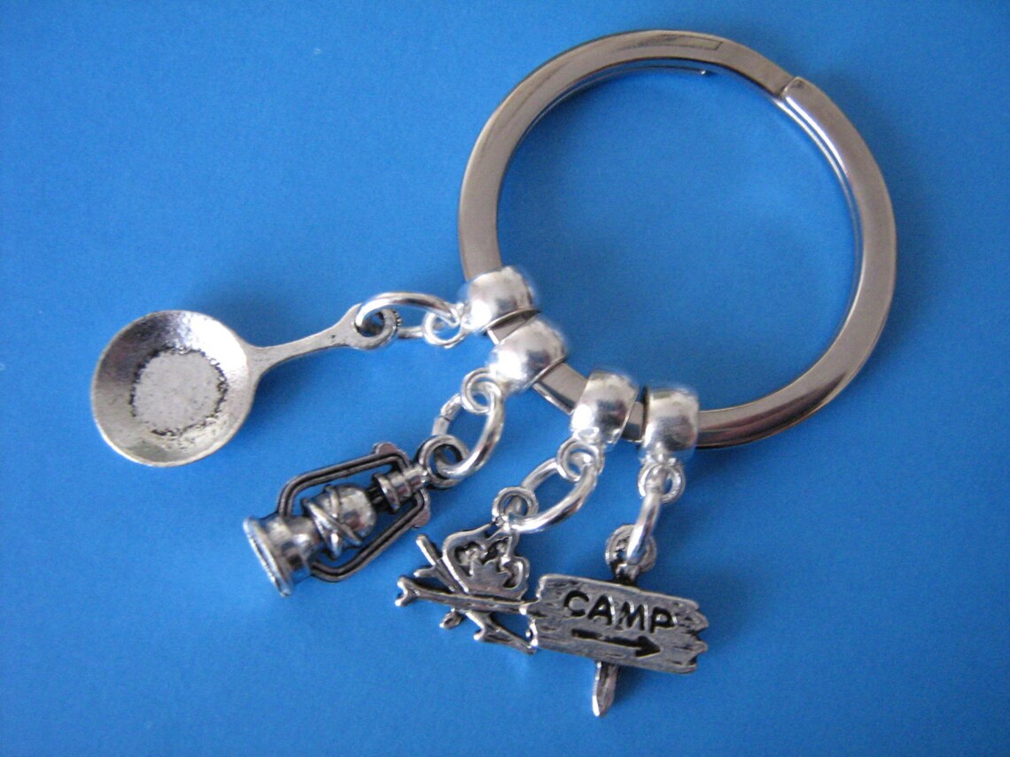 Camping Keyring Hiking Camper Scouts Camp Fire Lantern Charm | Etsy