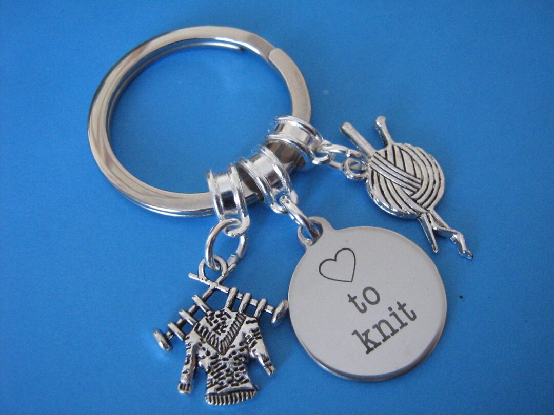 Knitting Keyring Love to Knit Gift for a Knitter Knitting Keychain Best ...