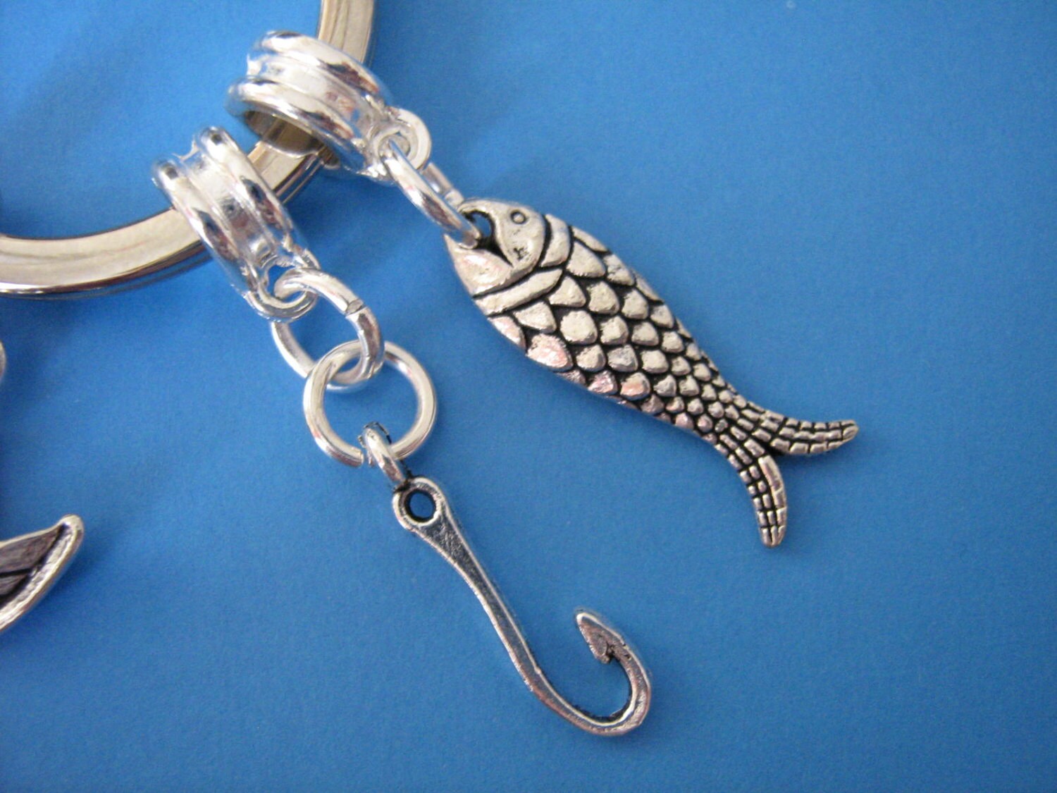 Fishing Keychain Fishing Keyring Gift Fish Hook Keyring | Etsy