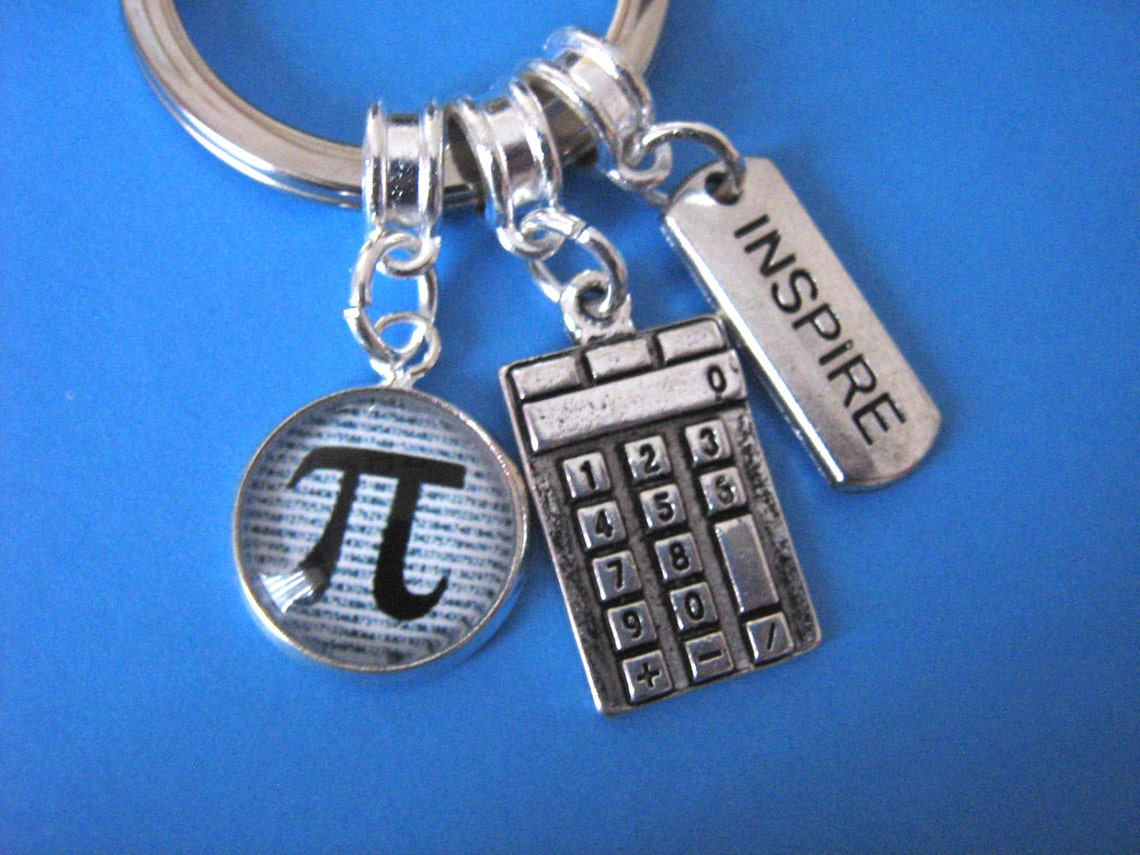 Maths Teacher Gift Math Keychain Pi Keyring Calculator Charm Graduation ...