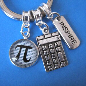 Maths Teacher Gift Math Keychain Pi Keyring Calculator Charm Graduation ...