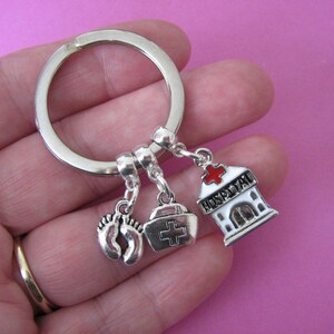 Midwife Gift NHS Paediatric Nurse Keyring Midwifery Keychain Baby Feet ...