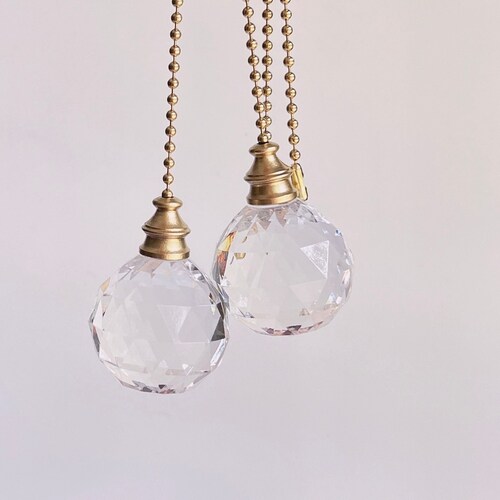 Set of Two Clear Crystal Ceiling Fan Pulls Light Pull Fan - Etsy
