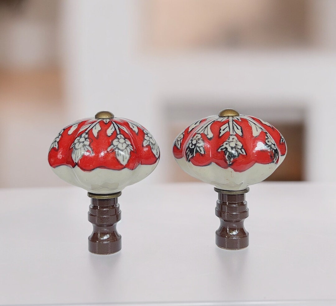 Porcelain Lamp Shade Finials, Red Floral Pumpkin Shape, Set of 2 - Etsy