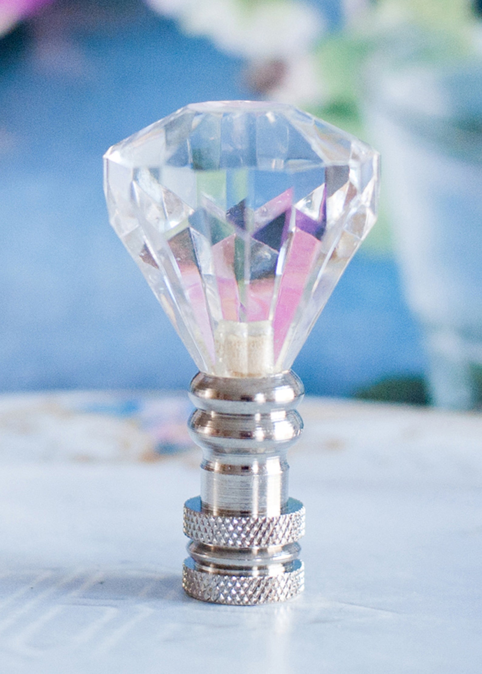 Set of 2 Acrylic Diamond Lamp Shade Finials Harp Toppers | Etsy