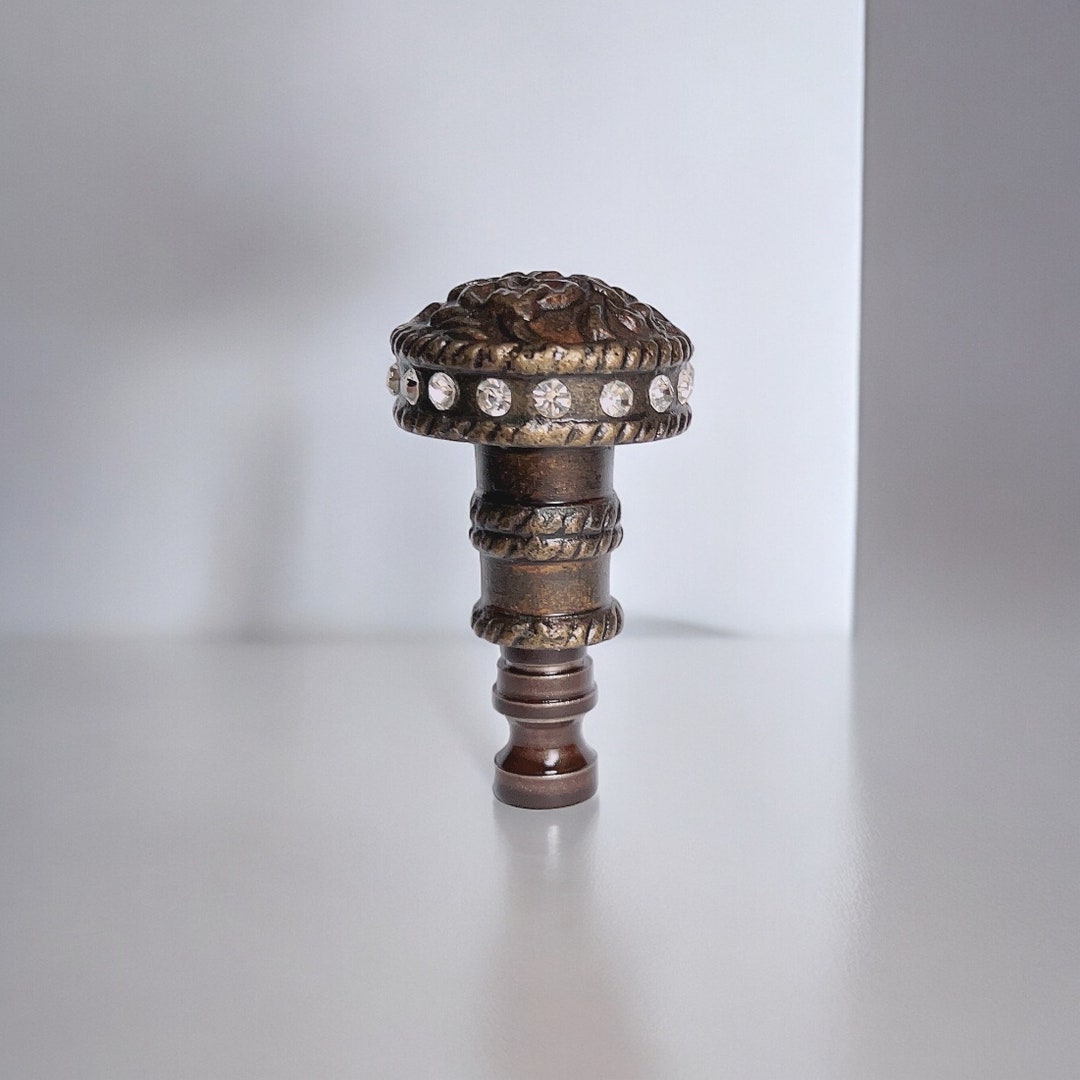 Dark Bronze Crystal Lamp Shade Finial, Harp Topper. - Etsy