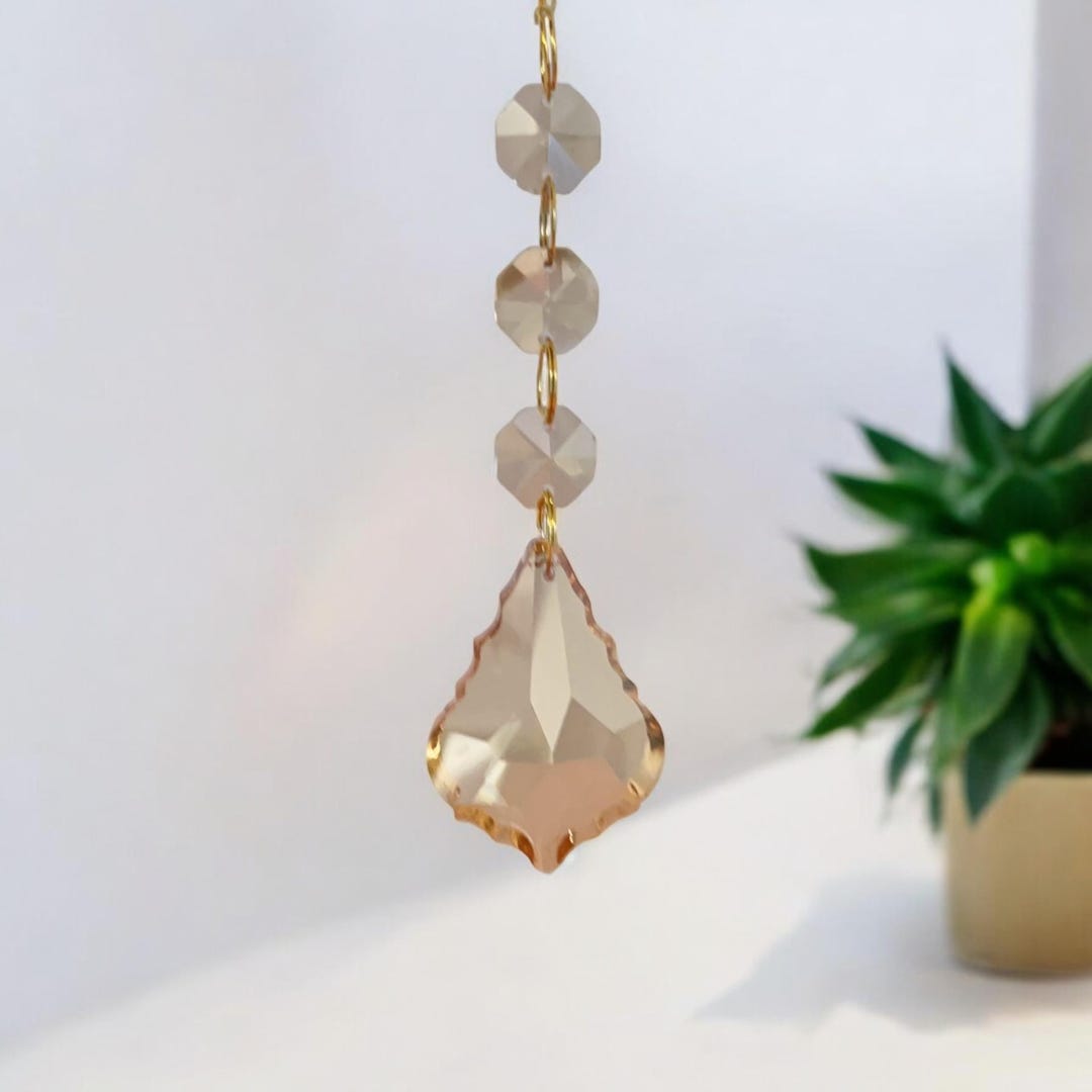 Cognac Crystal Maple Leaf Prism: Chandelier Pendants (10pcs) - Etsy