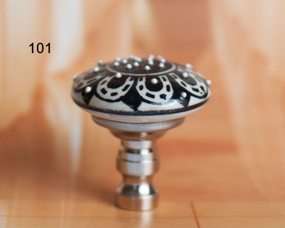 Set of 2 Gorgeous Porcelain Lamp Shade Finials Harp Toppers | Etsy