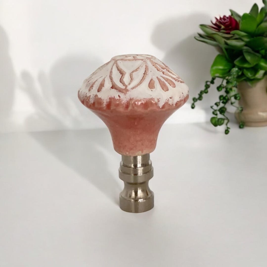 Pink & White Porcelain Lamp Shade Finials, 2.2" Tall, Set of 2 - Etsy
