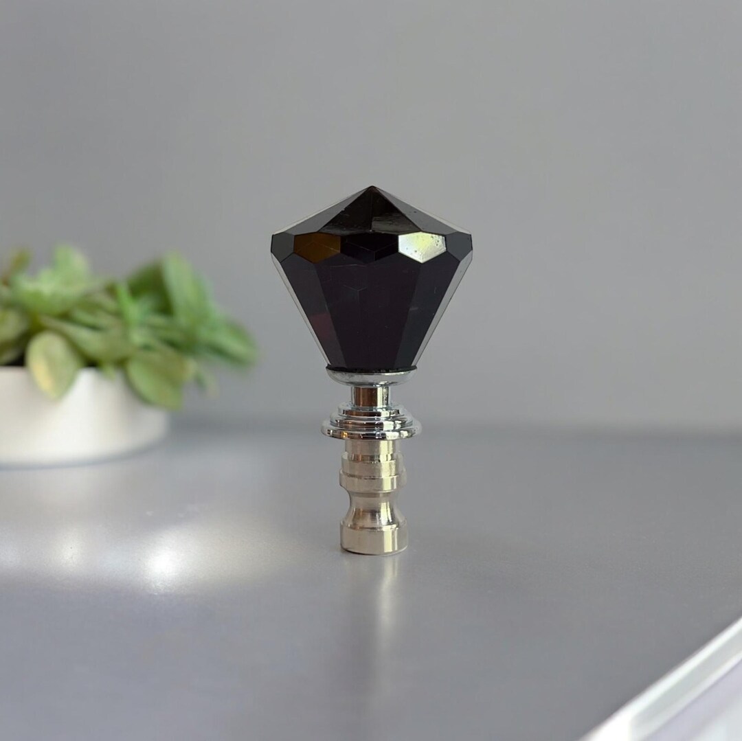 Glass Diamond Lamp Shade Finials, Harp Topper, Set of 2 - Etsy