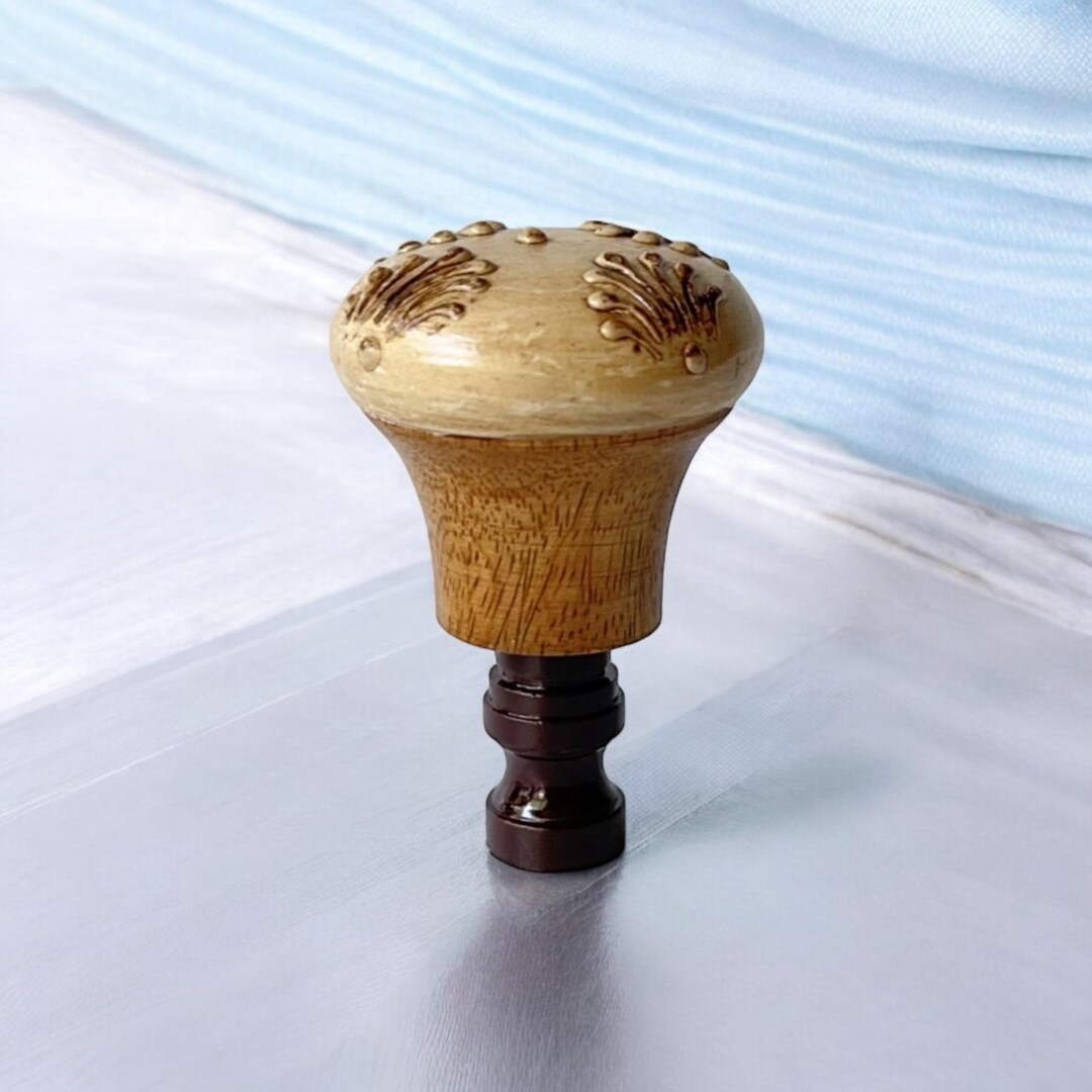 Set of 2 Wood Like Floral Lamp Shade Finials - Shade Toppers - 2.2 ...