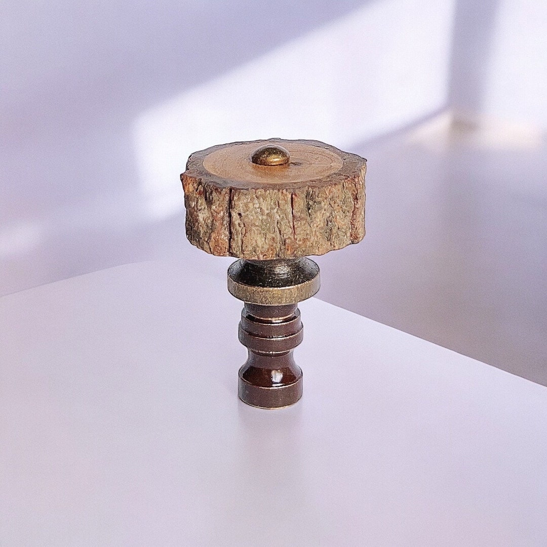 Set of 2 Nature Wood Lamp Shade Finials - Shade Toppers - 2" Tall - Fit ...